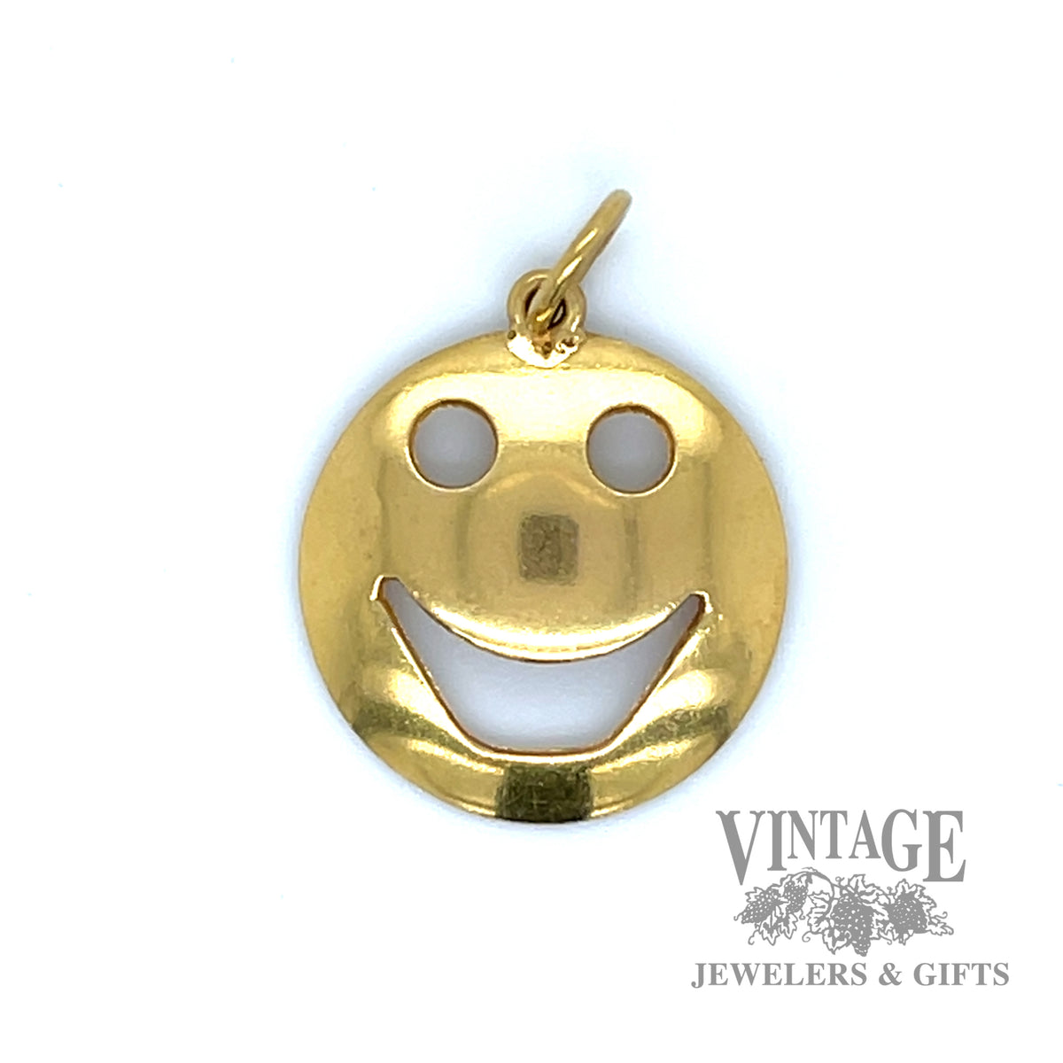 Smiley face yellow gold charm — Vintage Jewelers & Gifts, LLC.
