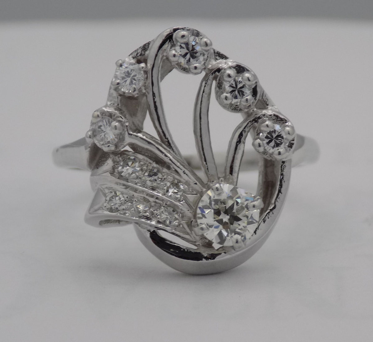 White gold estate diamond cluster ring — Vintage Jewelers & Gifts, LLC.