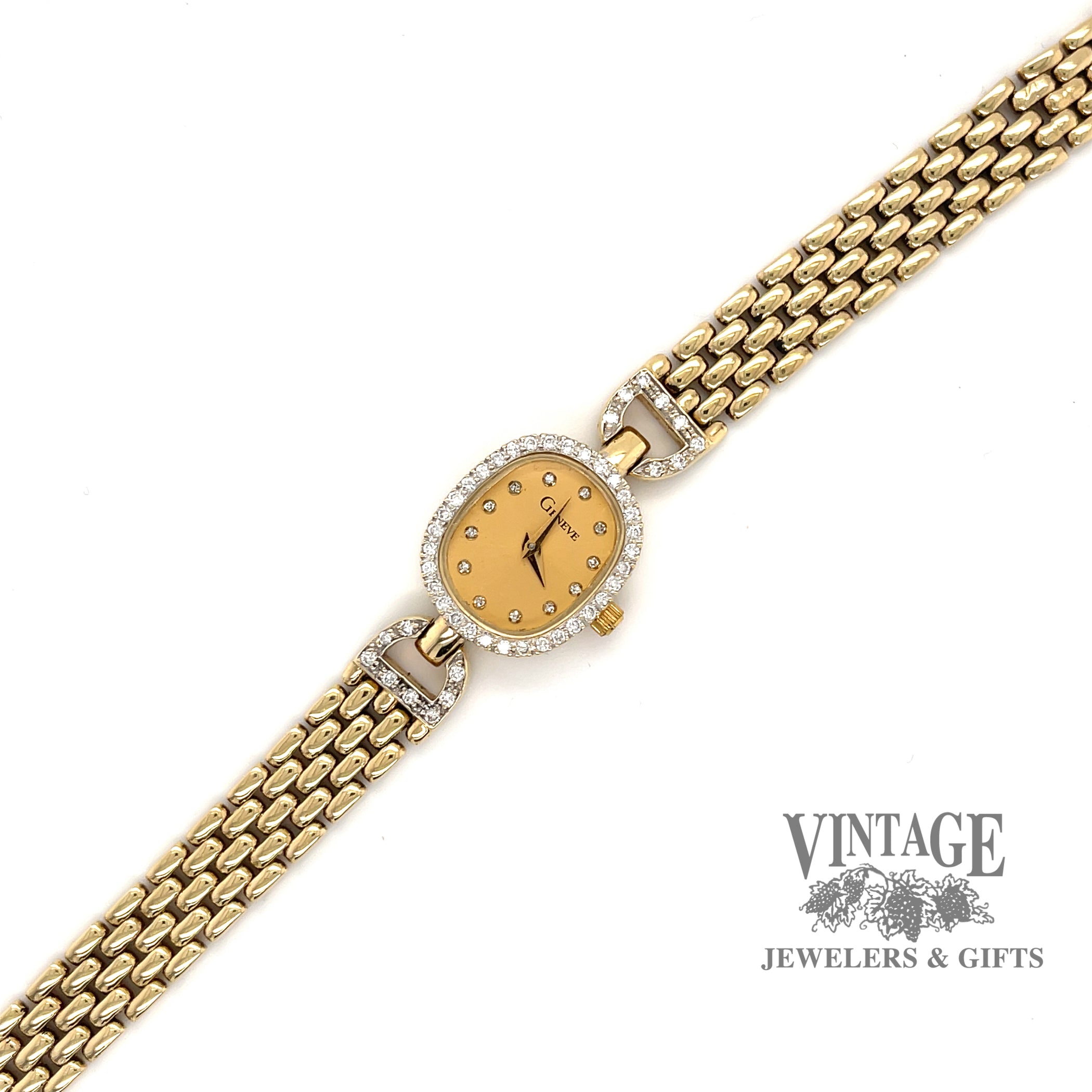 Ladies Geneve 14k gold diamond watch — Vintage Jewelers & Gifts, LLC.